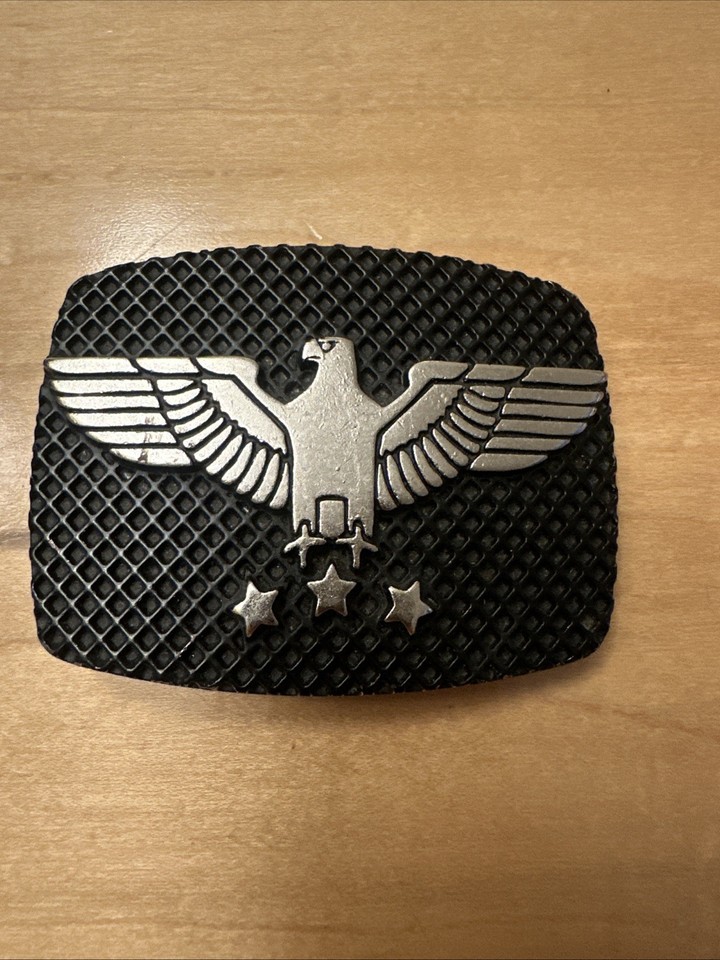 RARE Belt Buckle Eagle by Chrome Black Matte Stars Gift aprox. 3 1/4 x ...