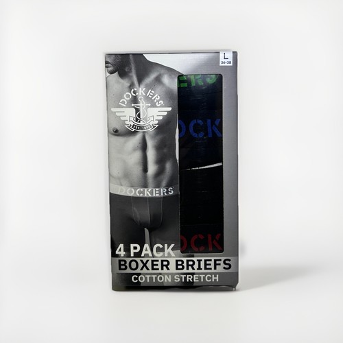 New Dockers Men 4 Pack Assorted Color Cotton Stretch Boxer Briefs Sizes ...