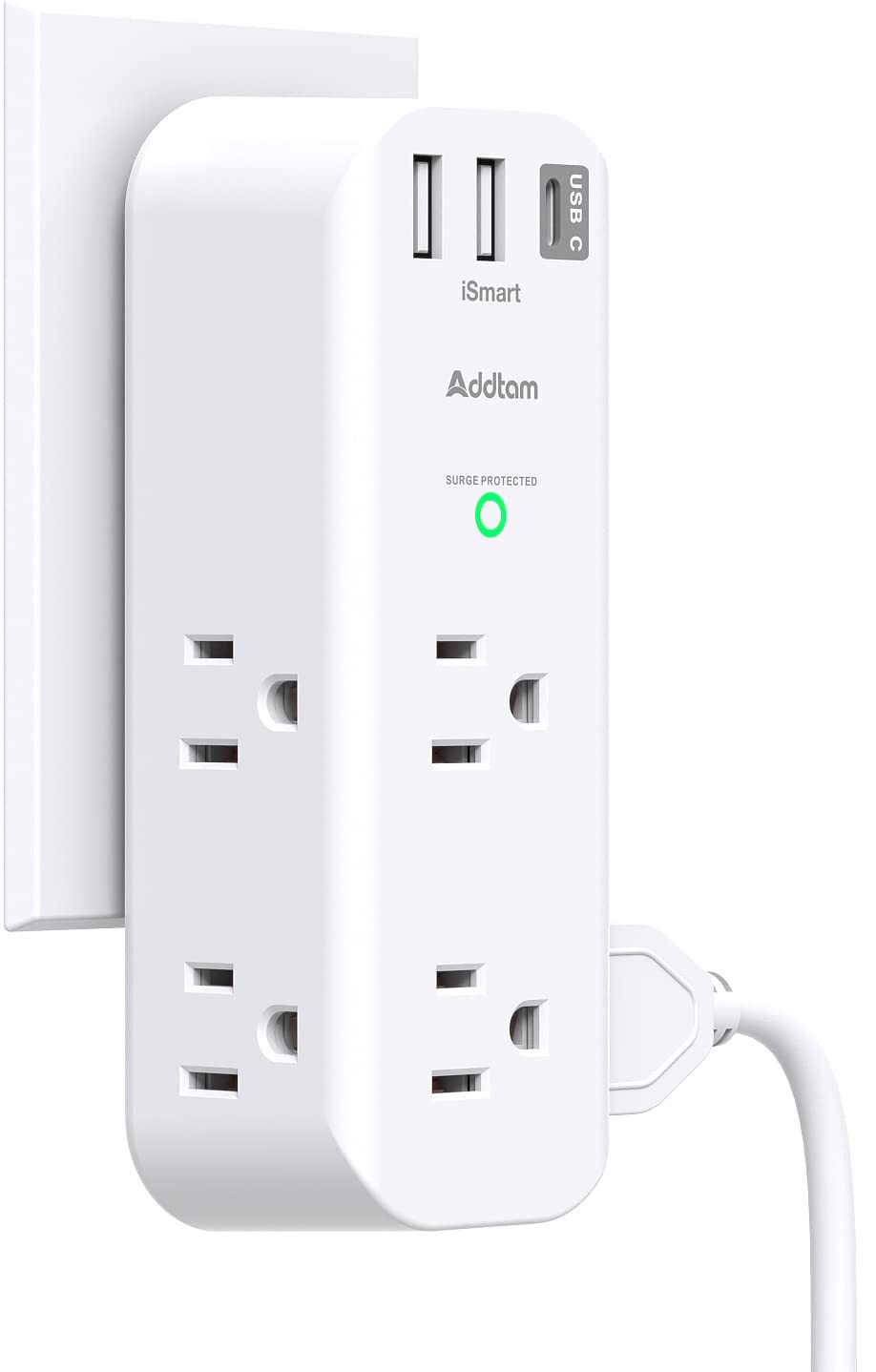 6 Outlet Extender Surge Protector Multi Plug Wall Adapter 3 USB Charger ...