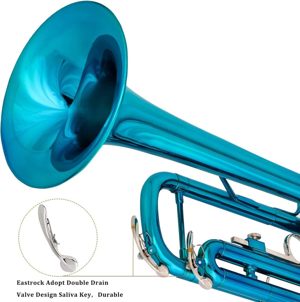 EASTROCK Trumpet Brass Bb Nickel Sea Blue Instrument w/ Case | eBay