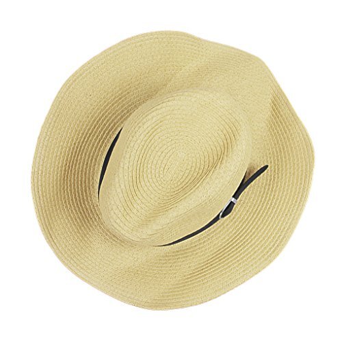 Mens Wide Brim Sun Straw Hat Roll up Floppy Packable Fedora Hat One ...
