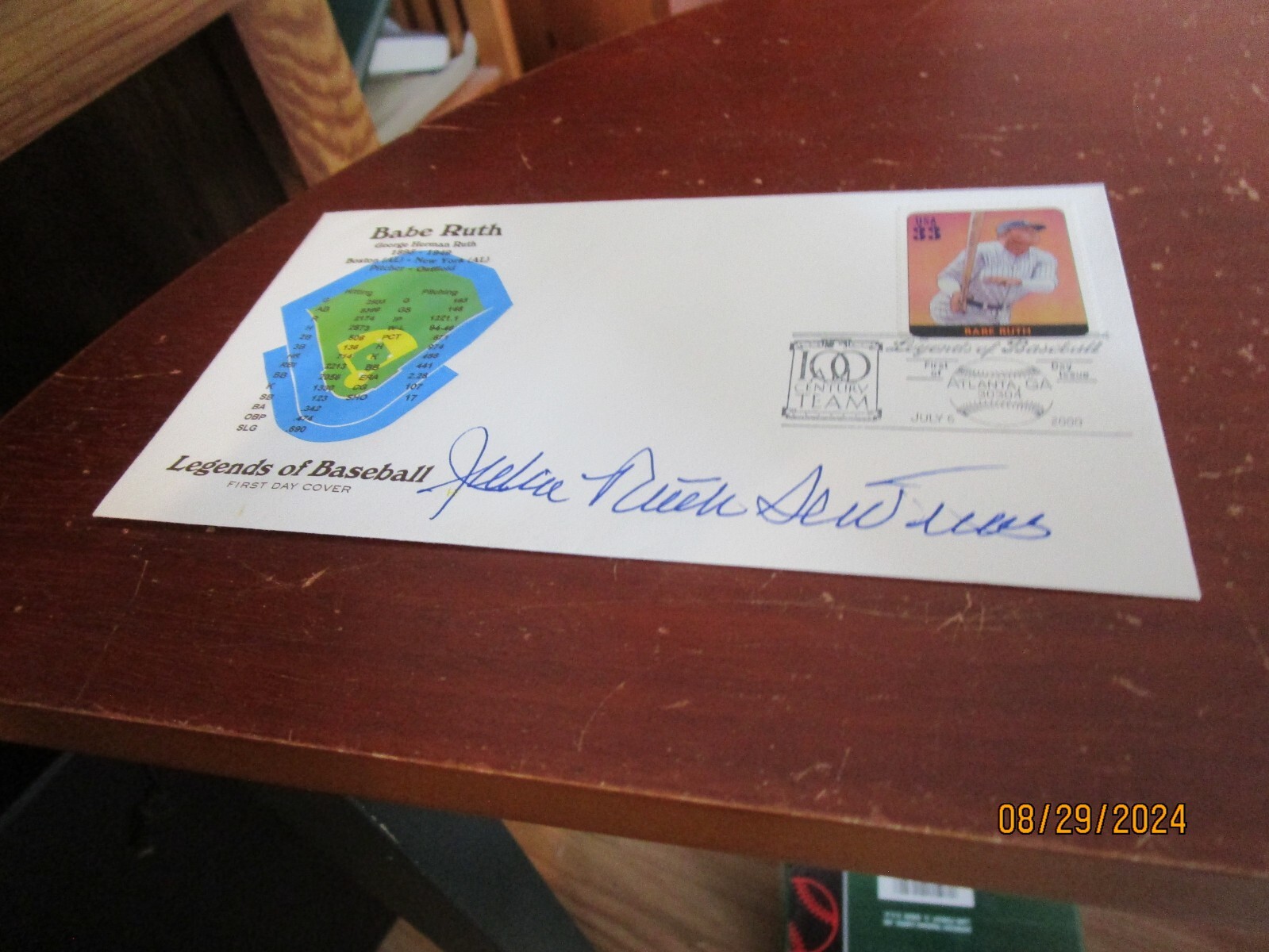Babe Ruth Baseball First Day Cover Signed by his daughter Julia Ruth ...