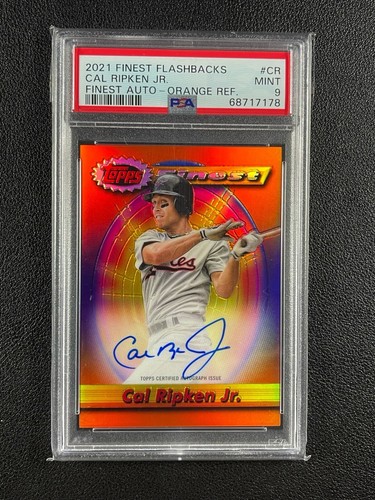 CAL RIPKEN JR PSA 2021 TOPPS FINEST FLASHBACKS ORANGE REFRACTOR AUTO ...