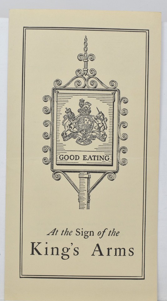 1961 King's Arms Tavern Restaurant Menu Duke of Gloucester Williamsburg ...