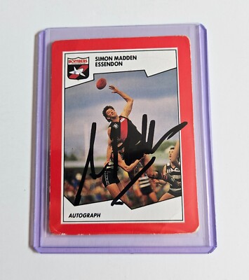 ESSENDON BOMBERS - SIMON MADDEN SIGNED AFL 1989 SCANLENS CARD | eBay ...
