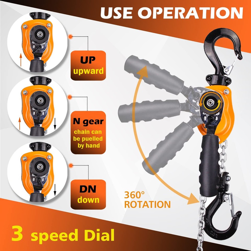 YATOINTO Mini Manual Lever Block 1/2 Ton 1100lbs, Come Along Manual ...