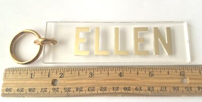 Vintage “ELLEN” Clear Gold Large Keychain Key Ring New-Old Stock | eBay