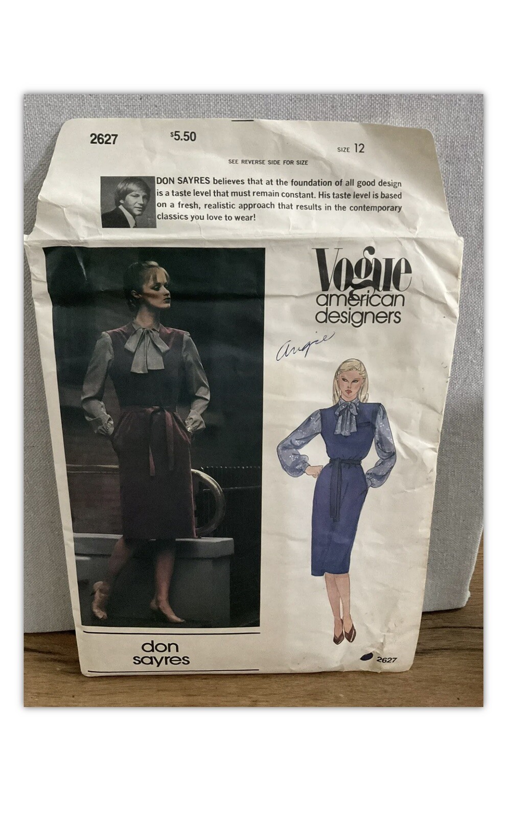 Vintage Vogue American Designer 2627 Dress Patterns Don Sayres Size 12 ...