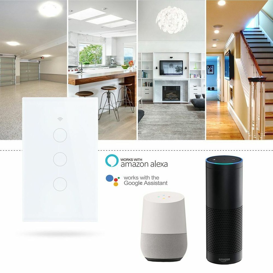 Smart Wifi Light Switch Alexa Google Home IFTTT Wall Glass Touch Screen ...