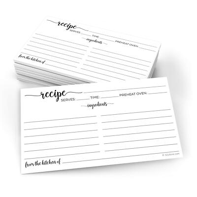 Small Recipe Cards (Set of 50) From the Kitchen Of 3x5 Black and White ...