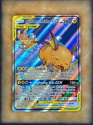 Pokemon Raichu & Alolan Raichu GX 221/236 S&M Unified Minds Full Art NM ...