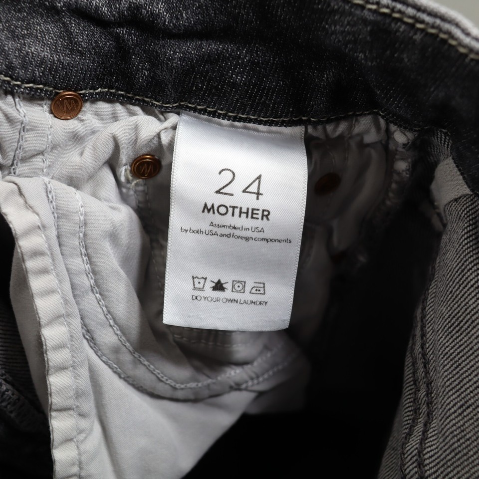 MOTHER High Waisted Looker Ankle Chew Jeans 24x26 Gray Denim Distressed ...
