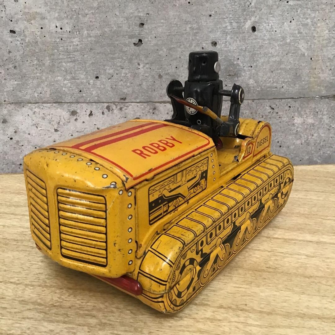 1958 Marusan Robby Robot Bulldozer Tin Toy Friction SAN RARE JAPAN | eBay