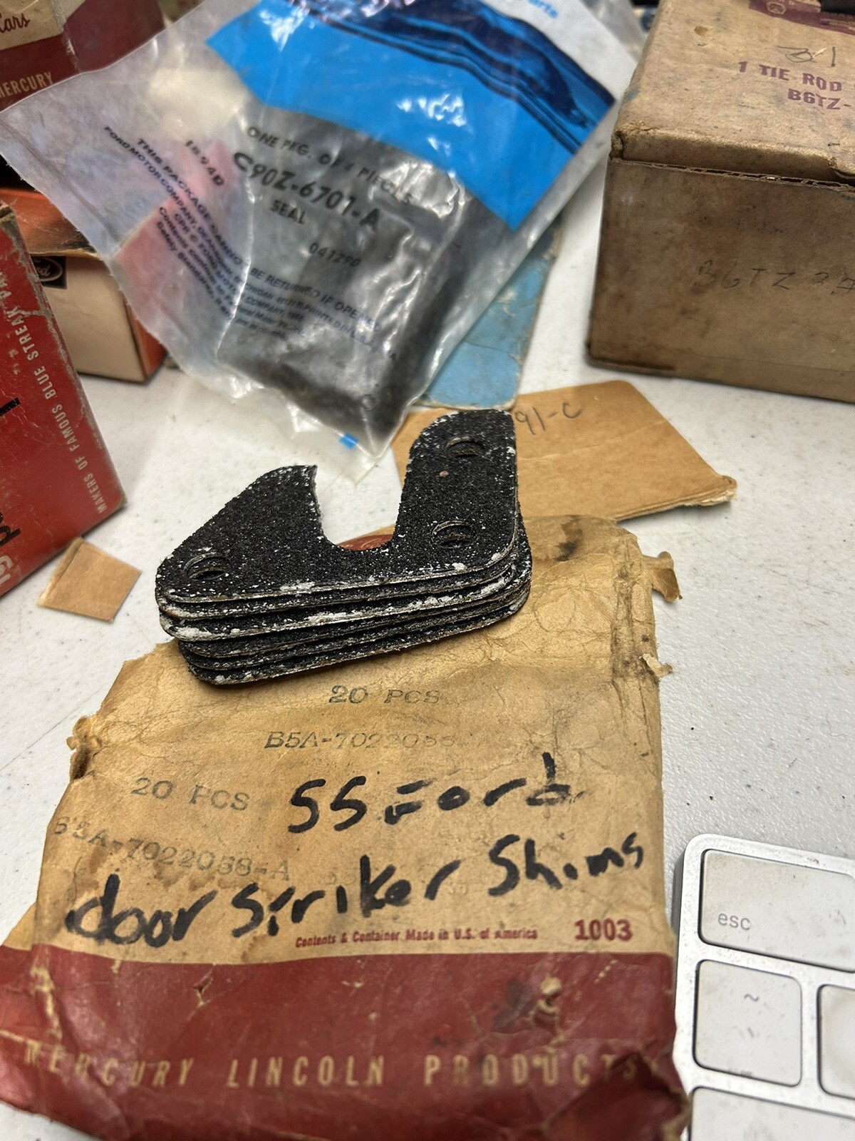 1955-1956 FORD MERCURY CAR DOOR STRIKER PLATE SHIMS B5A-7022058 USA NOS ...