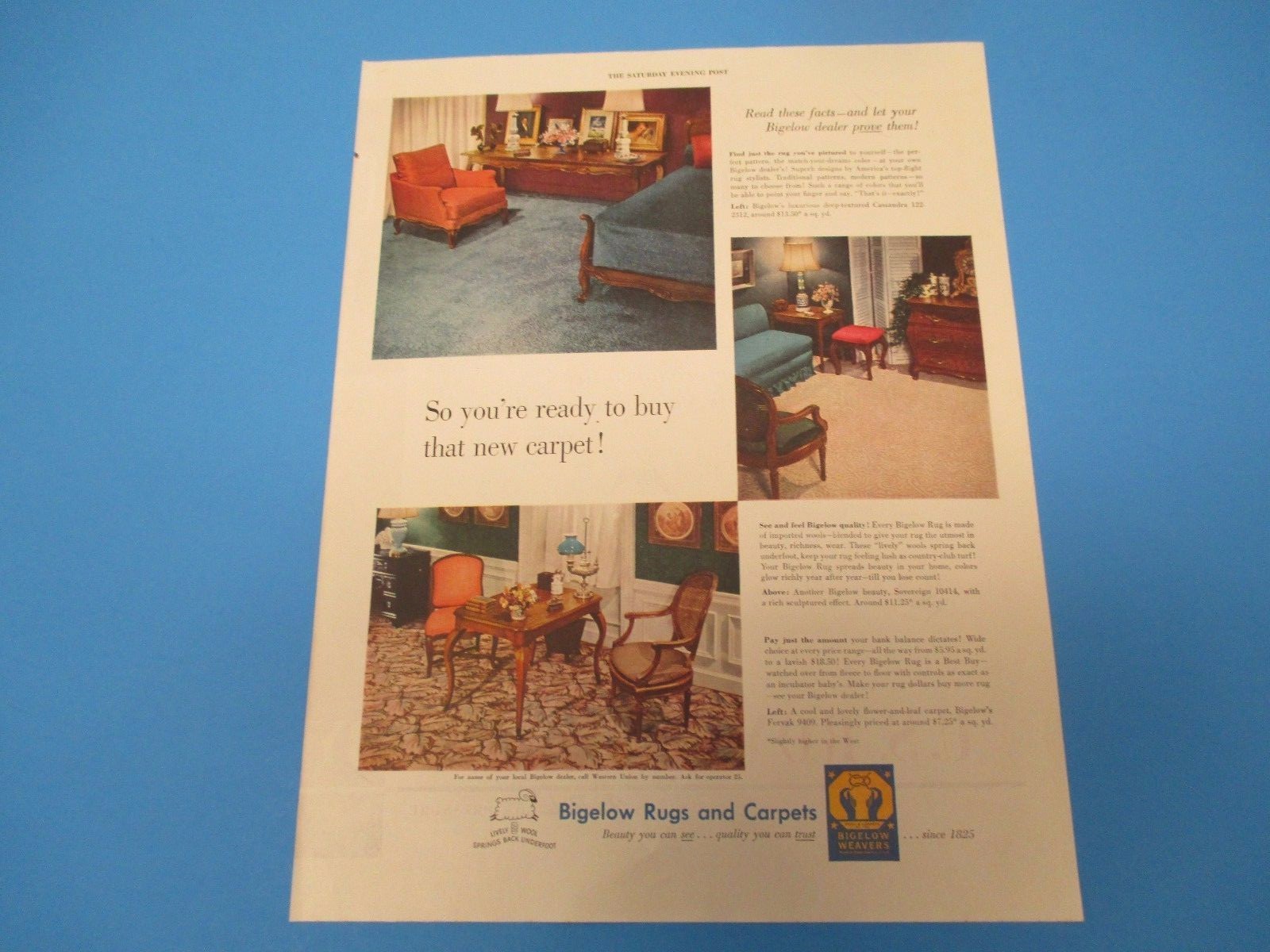 1948 Bigelow Rugs And Carpets Bigelow Weavers Since 1925 Print Ad PA002 ...
