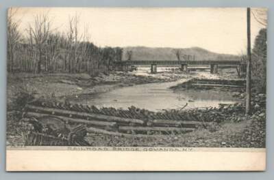 Railroad Bridge GOWANDA New York~Rare Antique Train Albertype Postcard ...