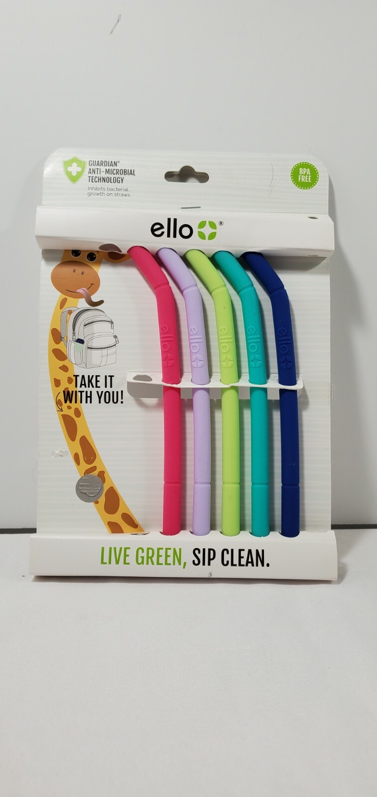 Ello Set of 6 Reusable Silicone Straws With Cleaning Brush Case for ...