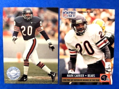 NFL - Mark Carrier 1991 Pro Set Platinum & 1991 Pro Set Defensive ROY ...