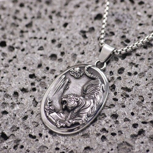 Mens Bengal Tiger Dog Tag Necklace Stainless Steel Animals Pendant ...