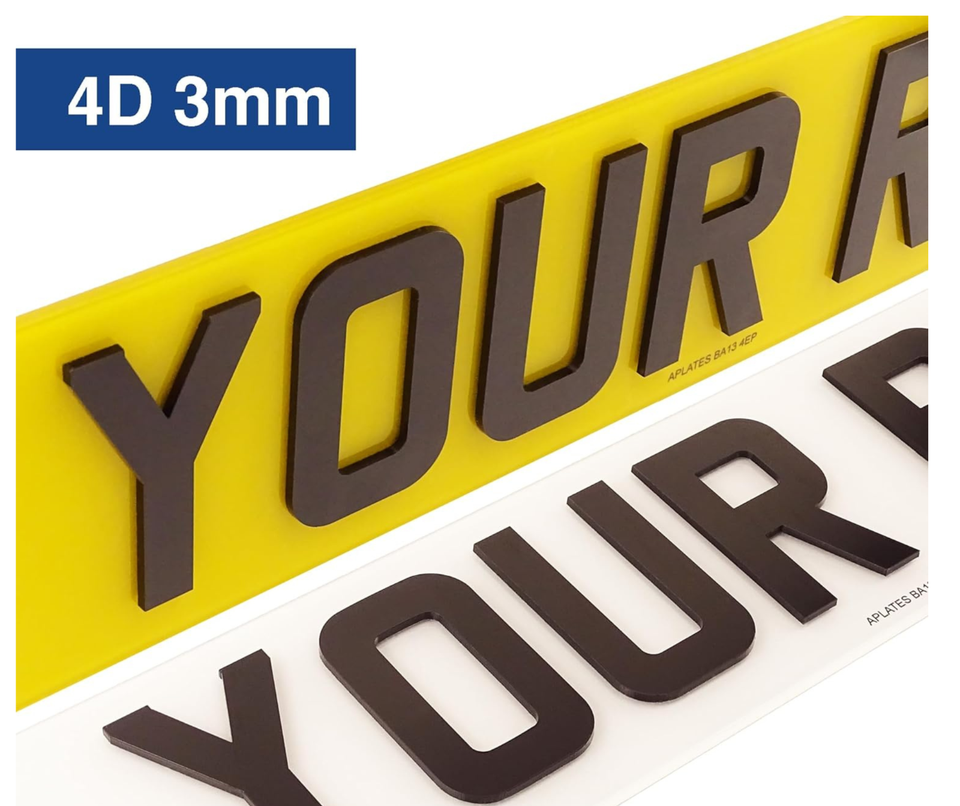 Number Plate - Premium | 2D | 3D | 4D | 4D Gel | 100% Road / MOT Legal ...