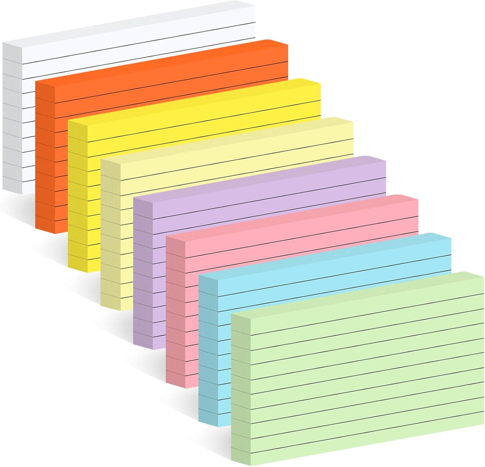 Utron 248 Sheets Colored Index Cards 3X5, Double-Sided Blank Notes ...