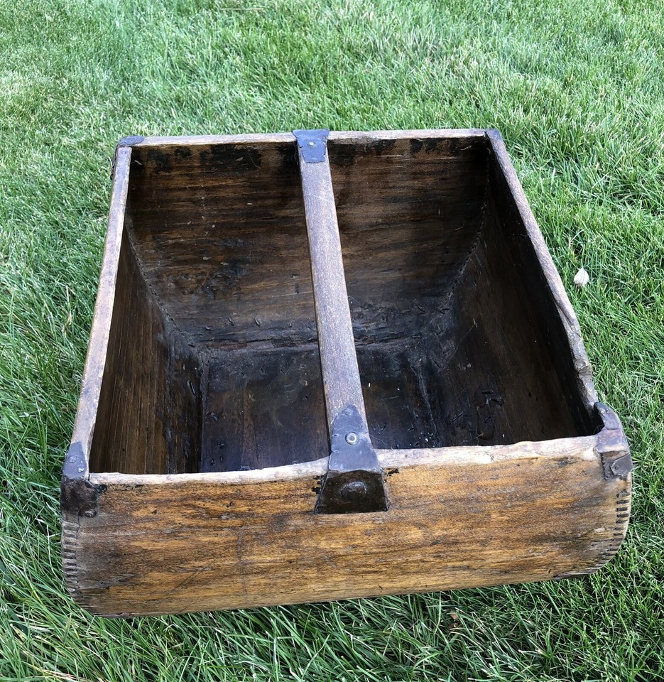 Antique Asian Wood & Iron Rice Grain Harvest Basket Bucket Multi Uses ...