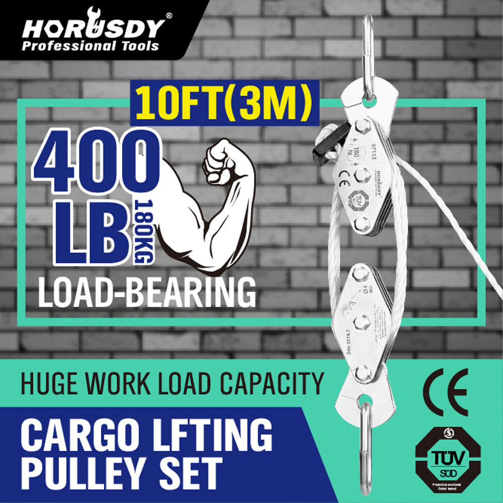 180 Kg Poly Rope Hoist Pulley Wheel Block and Tackle 400lb Puller Lift ...