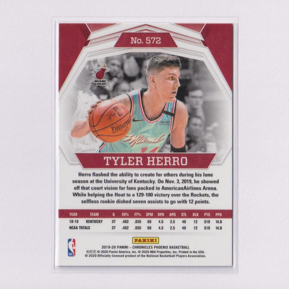 2019-20 Panini Chronicles Phoenix Silver Prizm #572 Tyler Herro RC ...