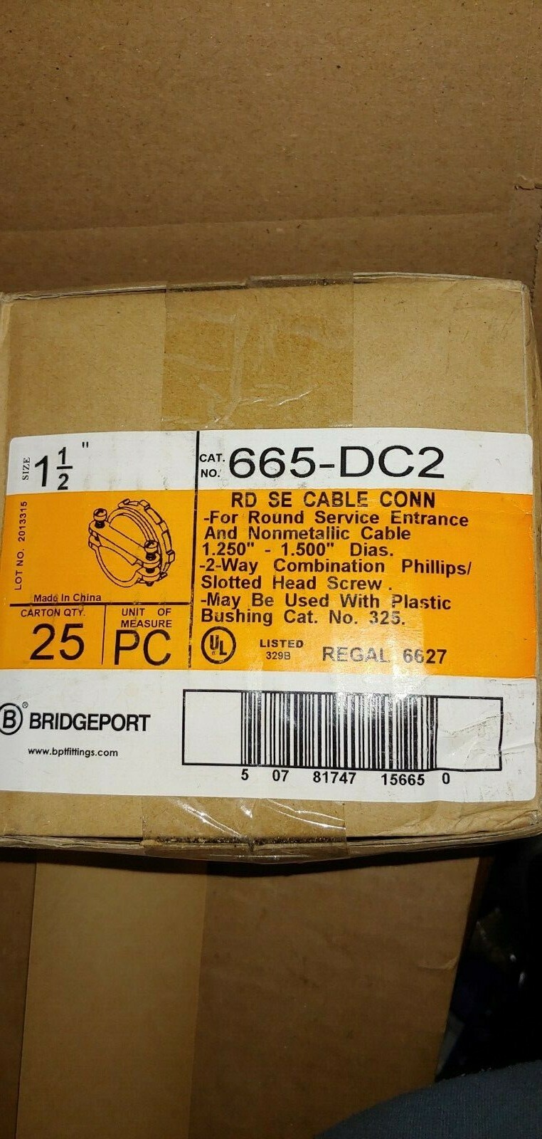 BRIDGEPORT 665-DC2 1 1/2 CABLE CONNECTORS (5 CONNECTORS PER LOT) | eBay