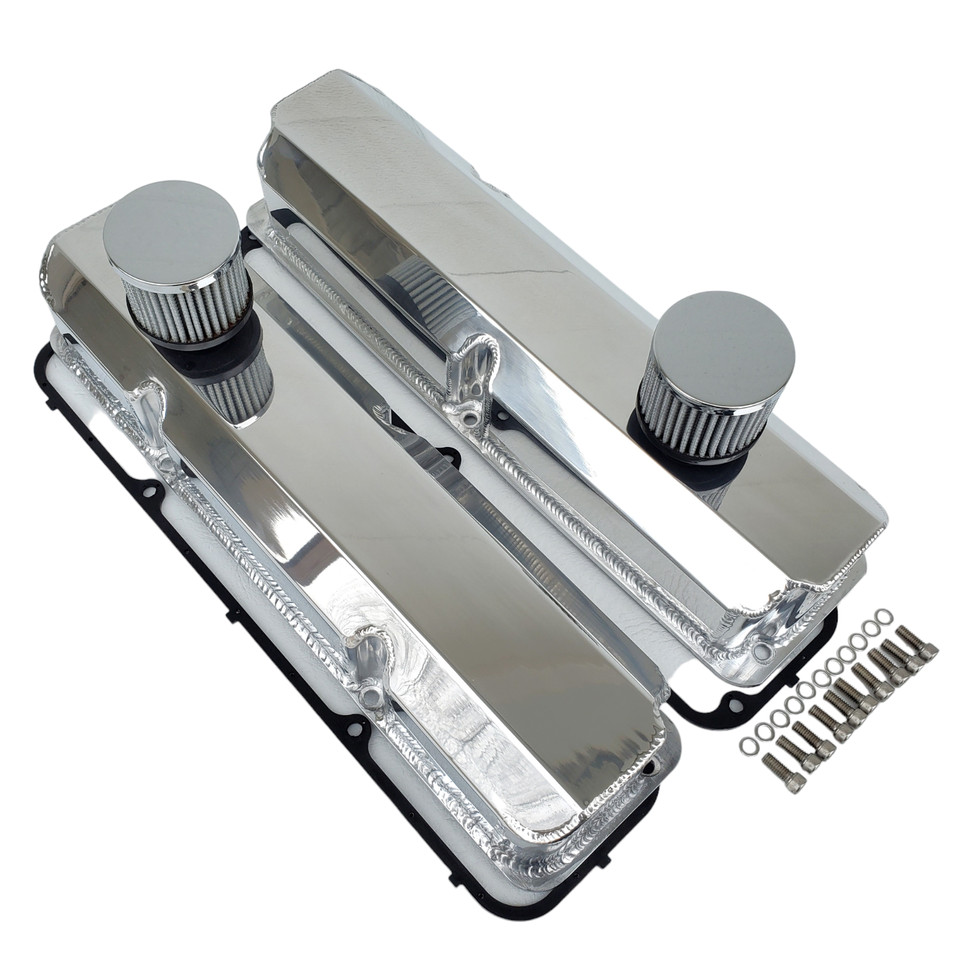 Big Block Ford FE Polished Fabricated Valve Covers Breathers 352 360 ...