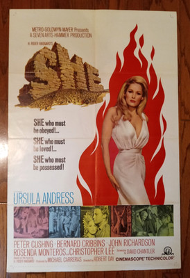 Hammer SHE (1965) Ursula Andress 27x41 Folded Original One Sheet Movie ...