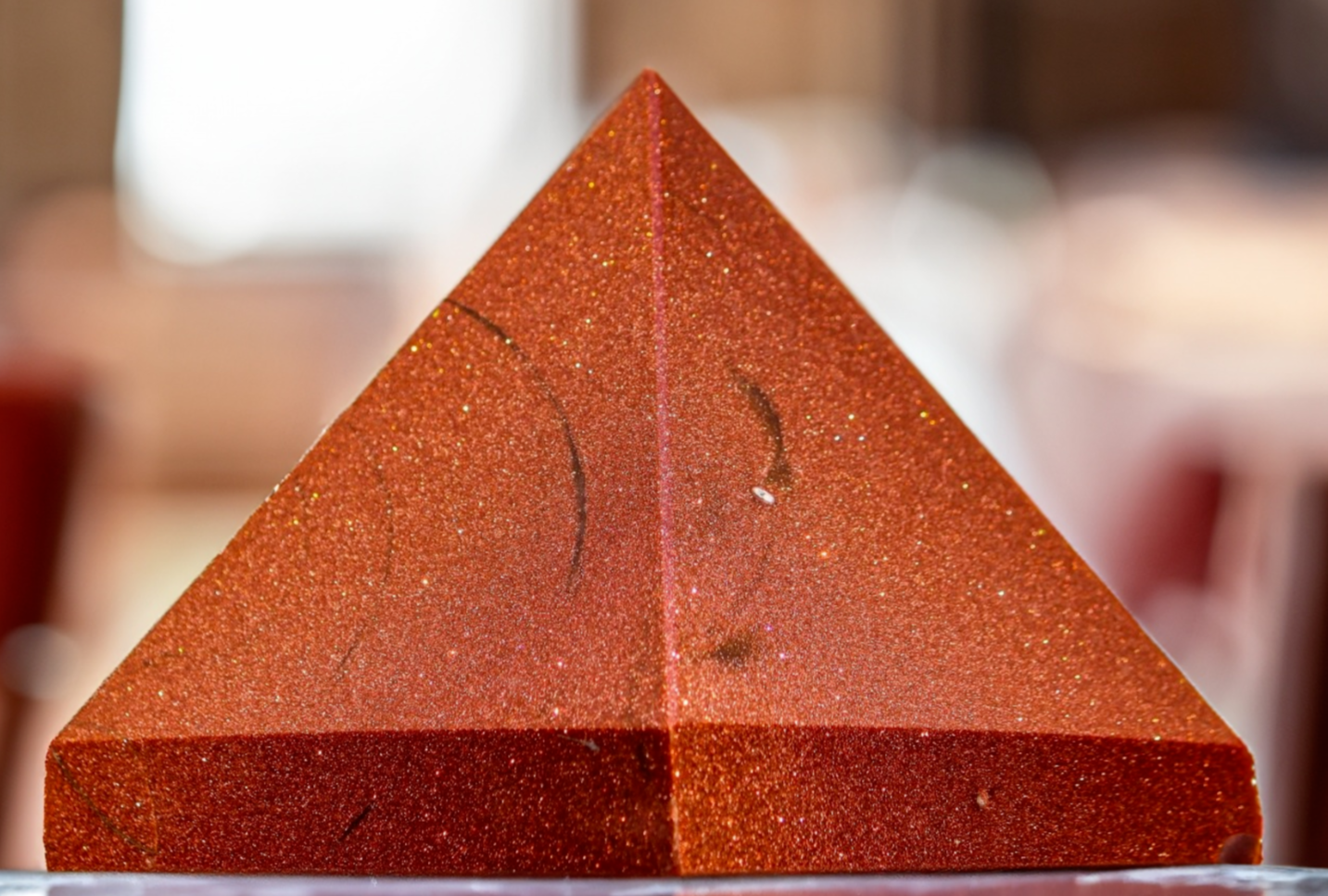 110MM Red Goldstone Pyramid Red Sandstone Crystal Healing Metaphysical ...