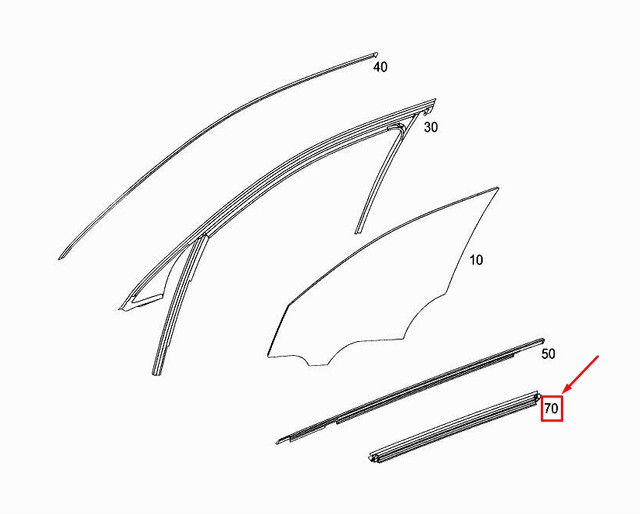 MERCEDES-BENZ GLC X253 FRONT RIGHT DOOR WINDOW SEALING A2537252601 ...