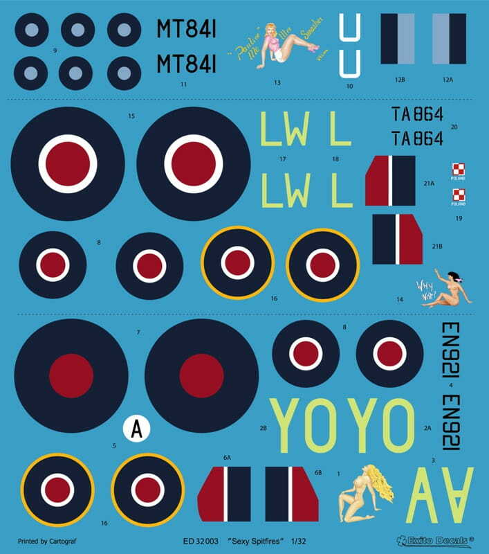 EXITO CARTOGRAPH DECALS-1:32 Sexy Spitfires-Supermarine Spitfire LF Mk ...