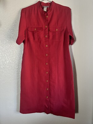 Vintage Women’s Kenar Linen Dress Red Size 6 | eBay