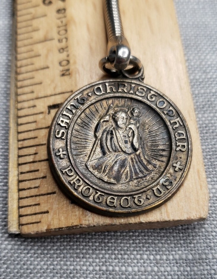 Vintage medal keychain Saint Christopher Bishop Choi Vietnam War Pusan ...