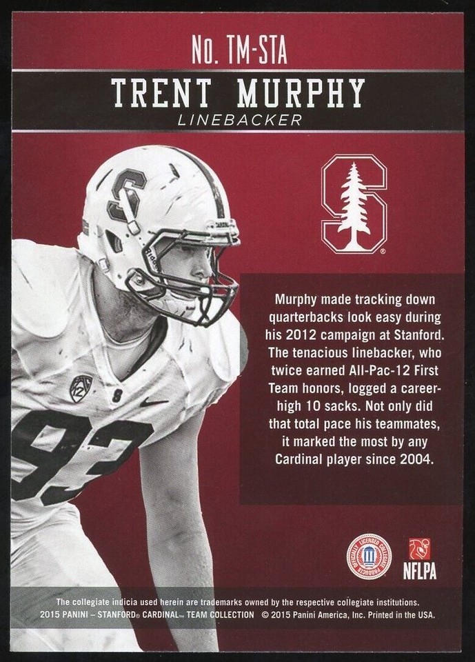 2015 Panini Collegiate Stanford Trent Murphy Honors Insert | eBay