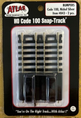 Atlas #843: HO Code 100 Snap-Track Bumpers (2 pcs) Nickel Silver W ...