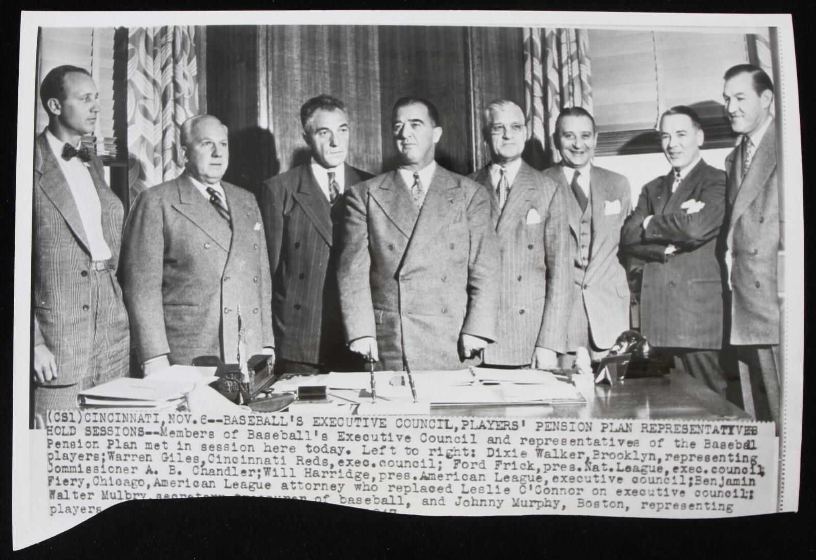 Vintage Major League Baseball Executives Council 10" x 7" B&W Press ...