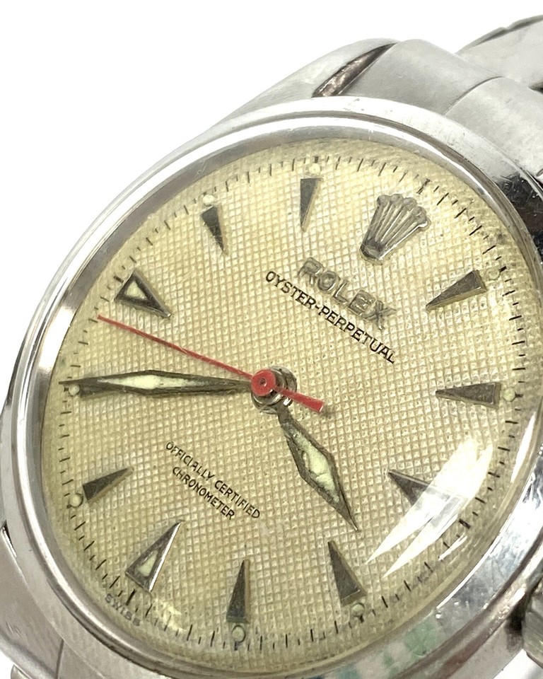 Rare Vintage ROLEX REF 6084 Honeycomb Waffle Dial with Band 1950s Watch ...