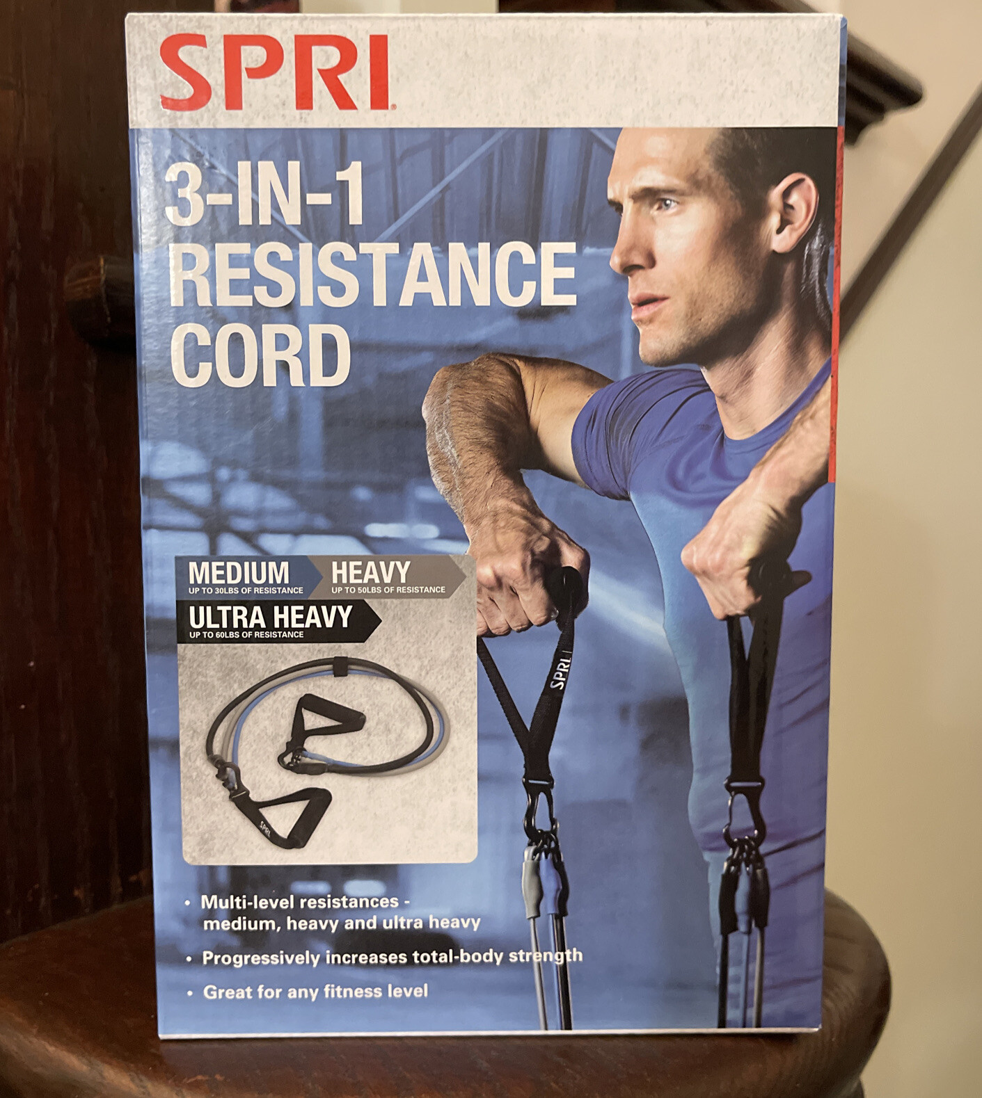 SPRI 3-IN-1 Resistance Cord/Tubes Medium Heavy Ultra Heavy Workout ...