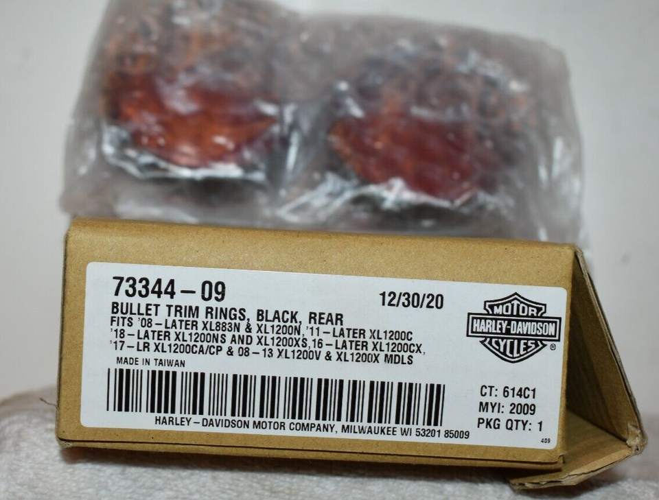 Harley Davidson Sportster Bullet Trim Rings Black Rear P/N 7334409 H1 ...