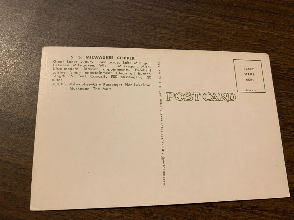 Unposted S. S. Milwaukee Clipper Great Lakes Luxury Liner Postcard | eBay
