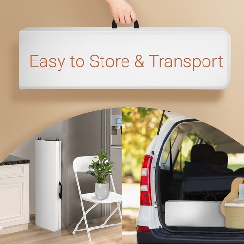 2 Piece In/Outdoor Patio 6 FT Portable Folding Plastic White Bench ...