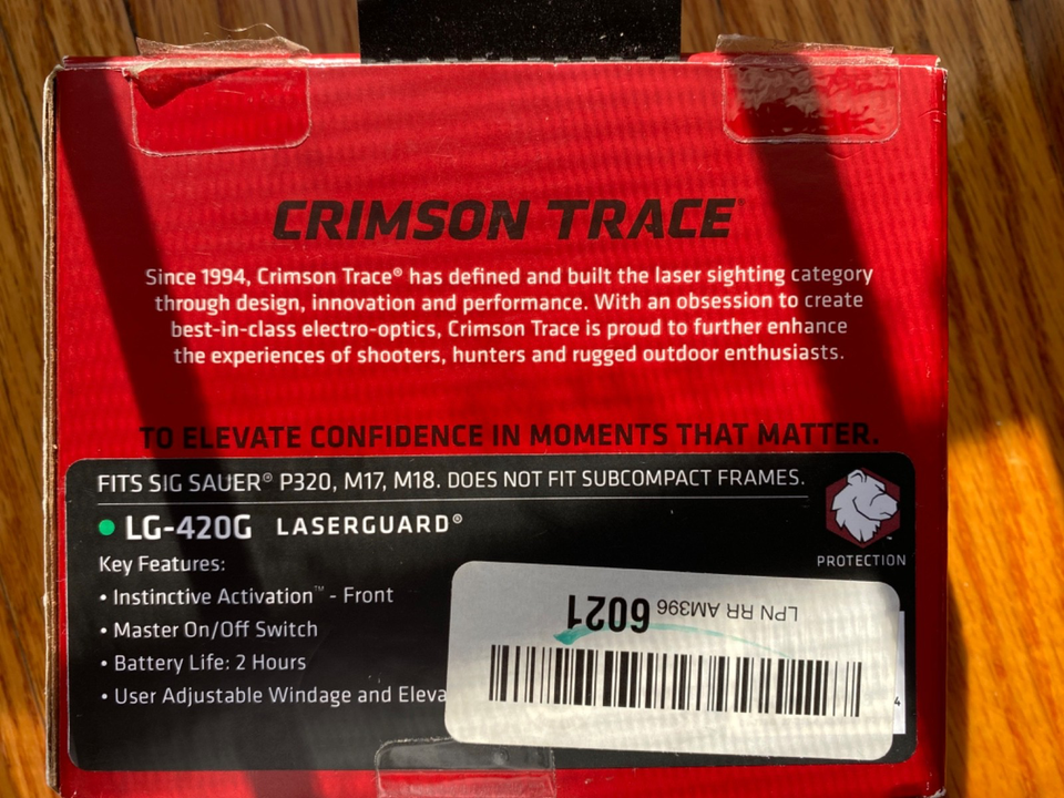 CRIMSON TRACE LG-420G GREEN LASER SIGHT LASERGUARD FOR SIG SAUER P320 ...