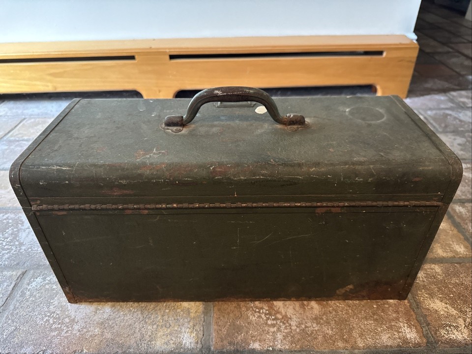 Vintage Military-Style Green Metal Toolbox - 20x8x9.5” | eBay