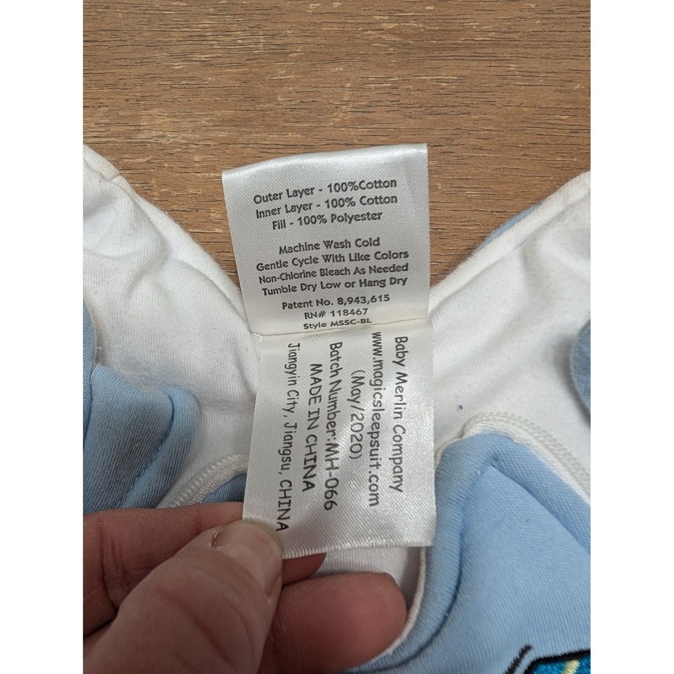 Baby Merlins Magic Sleepsuit Light Blue Sleeper Large 6-9 Months 18-21 ...