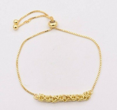 Square Byzantine Box Bolo Bracelet 14K Yellow Gold-Plated Sterling ...