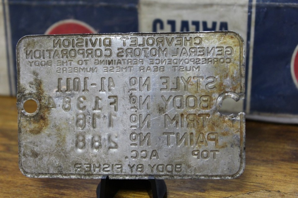 GM Chevrolet Division Vehicle Motor ID Identification Tag Badge Plate 4 ...