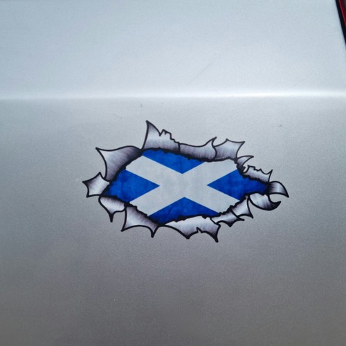 Scotland Scottish Flag Ripped Metal Oval Vinyl Sticker Decal For Car ...
